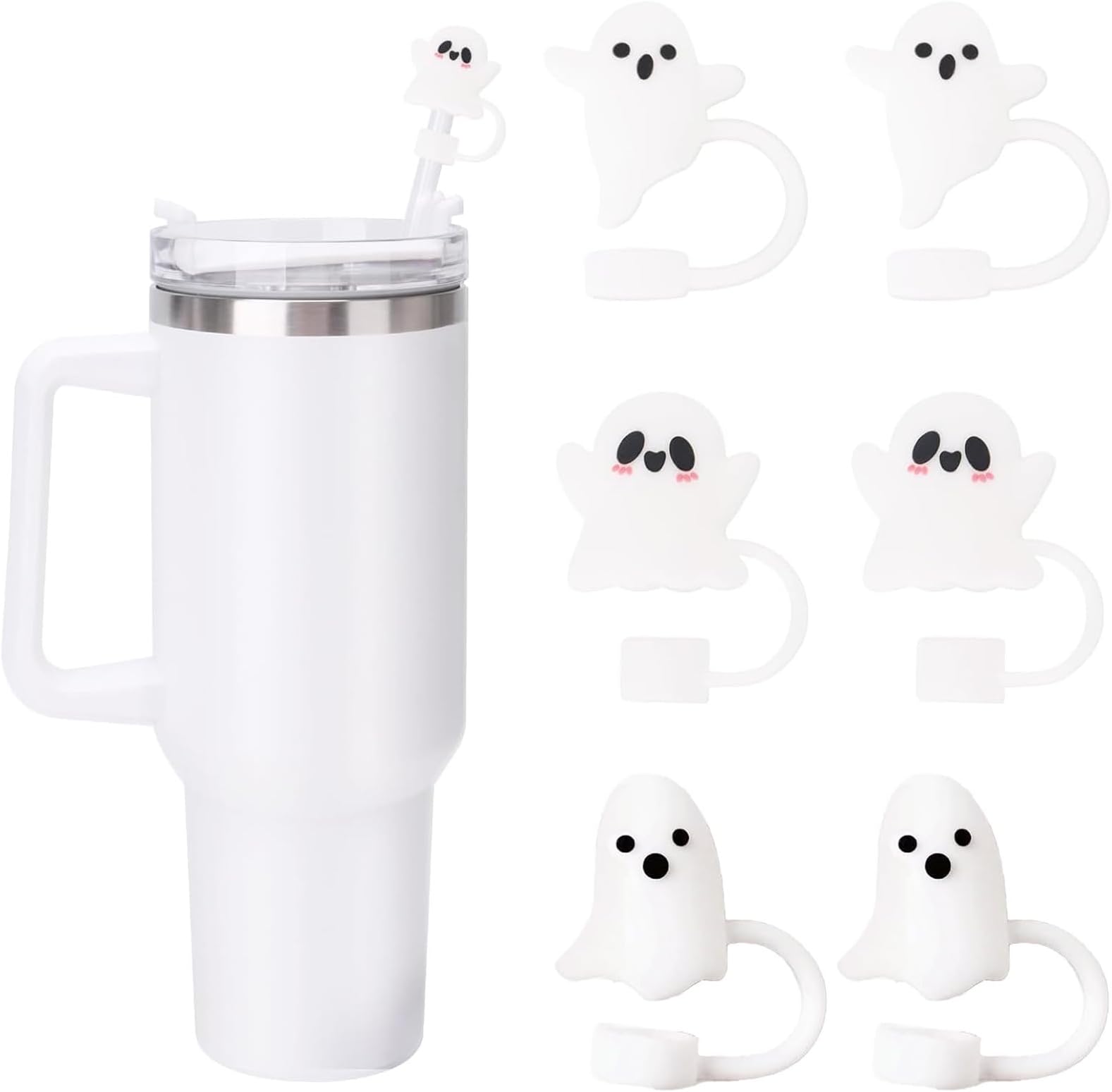 Amazon.com: 4PCS Halloween Ghost Straw Cover Cap for Stanley Cup ...
