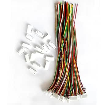 BOJOUL para 20 juegos JST XH de 2,54 mm 6 pines conector macho y 26 AWG conector hembra con ...