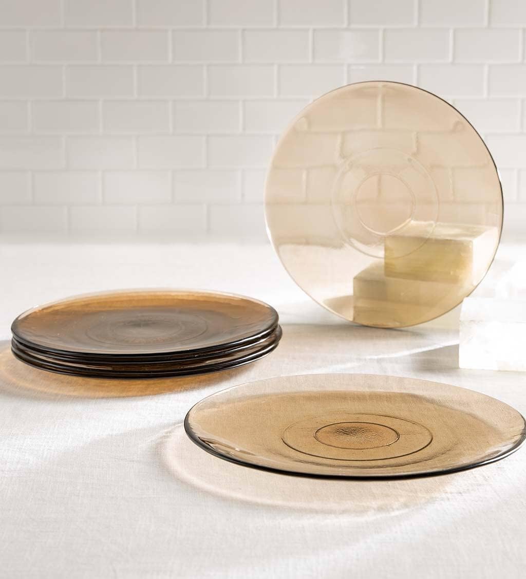 Amazon.com | Vivaterra Recycled Glass Salad Plates, Set of 6 (Sand ...