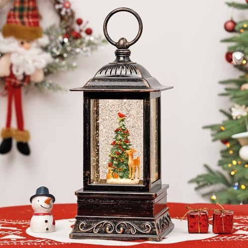 Amazon.com: 12 Inch Snow Globe Christmas, Glitter Lighted Christmas ...