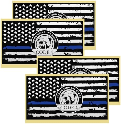Amazon.com: 4PCs Thin Blue Line Sticker Code 4,Police Support Thin Line ...