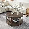 Amazon.com: Coffee Table Round Wood Brown 40" Coffee Tables for Living ...