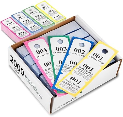 Amazon.com : 2000 Pack Multicolored Paper Coat Check Tickets -Medium ...