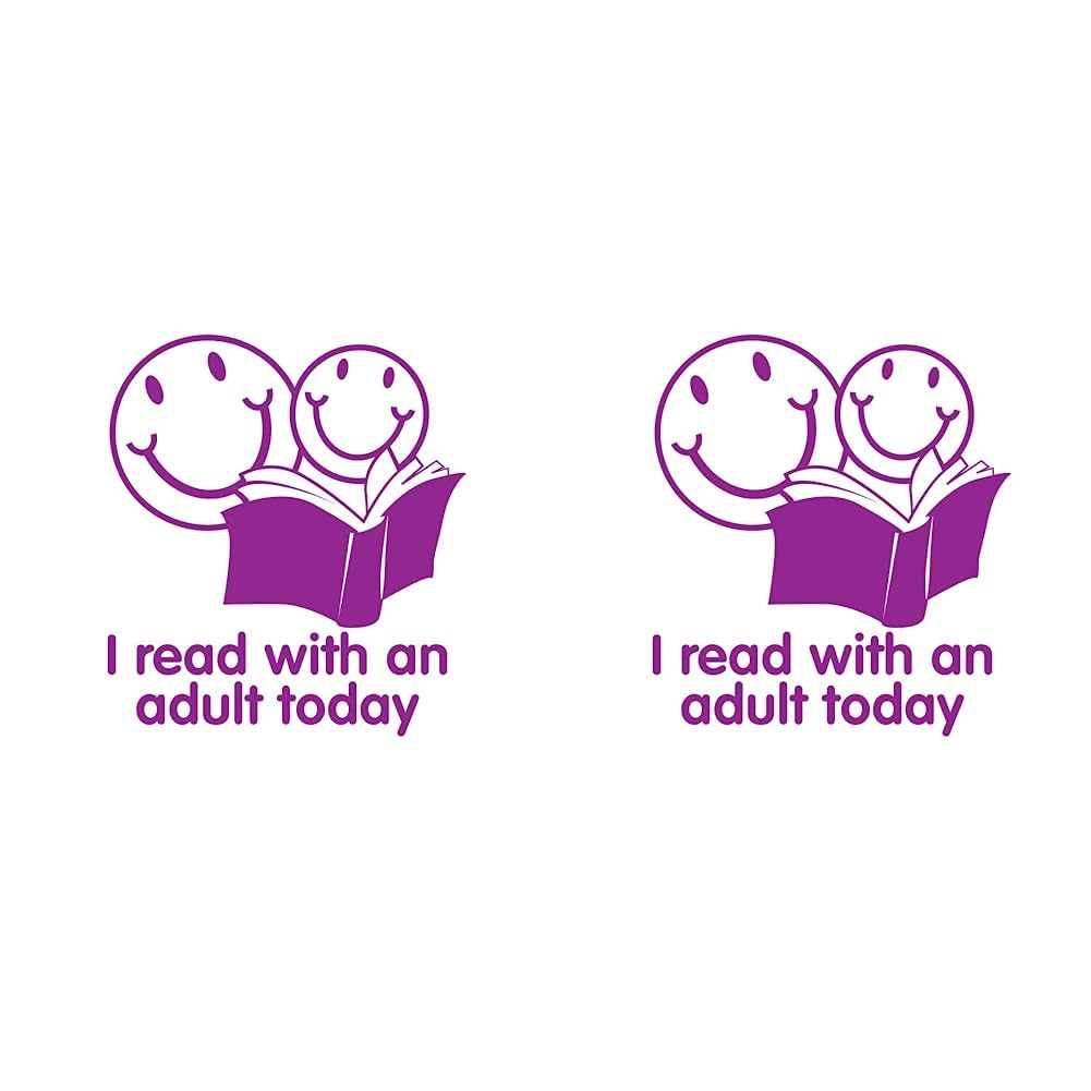 SuperStickers I Read with an Adult Today Stamper - Purple,28mm (Pack of ...
