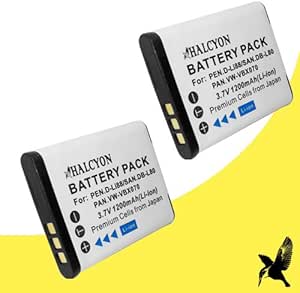 Amazon.com : Two Halcyon 1200 mAH Lithium Ion Replacement Battery for Sanyo Xacti VPC-GH1 Full ...