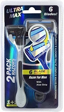 Amazon.com: 4x Ultra Max 2pk 6 Blade Razors for Men with Aloe Strip ...