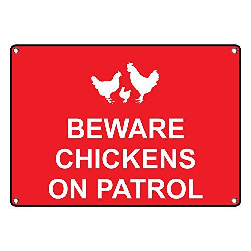 Weatherproof Plastic Beware Chickens On Patrol Sign with English Text ...