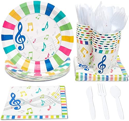 Amazon.com: Music Note Birthday Paper Plates Napkins Emotional Music ...