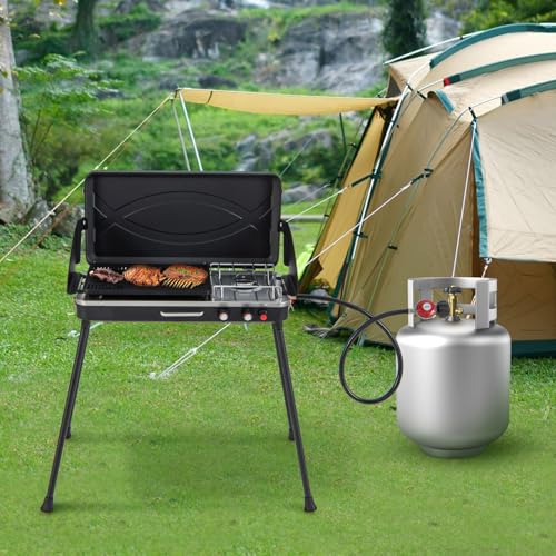 Giantex 2-in-1 Gas Camping Grill and Stove, Portable Propane Grill ...