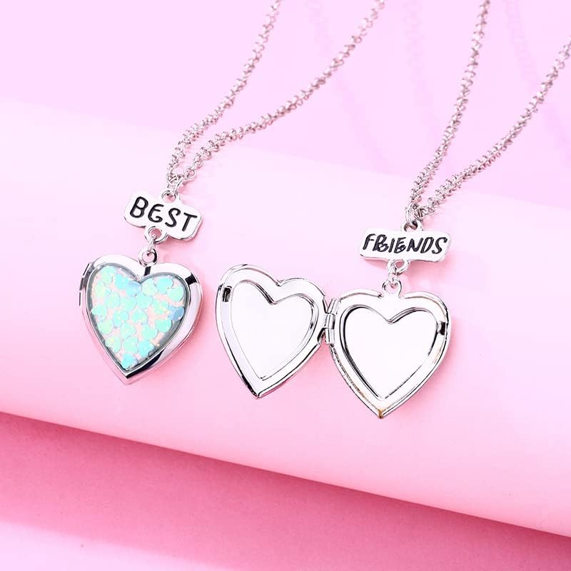 Amazon.com: Kefley Heart Locket Necklace for Best Friends Matching ...