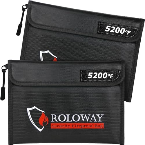 ROLOWAY Fireproof Bag (9.6 x 6.6 inches) 5200°F Heat Insulated ...