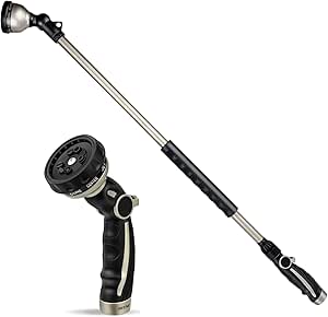 Amazon.com: RESTMO 36” Long Watering Wand, Metal Garden Hose Wand with 180° Swivel Head, Hose ...