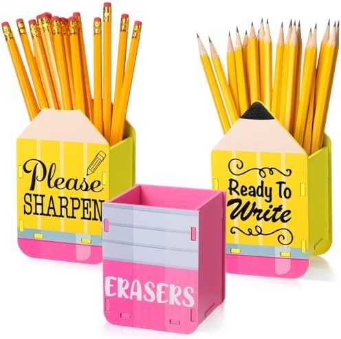 Amazon.com: DoubleFill 3 Pcs Sharp and Dull Pencil Holder Eraser Pencil ...