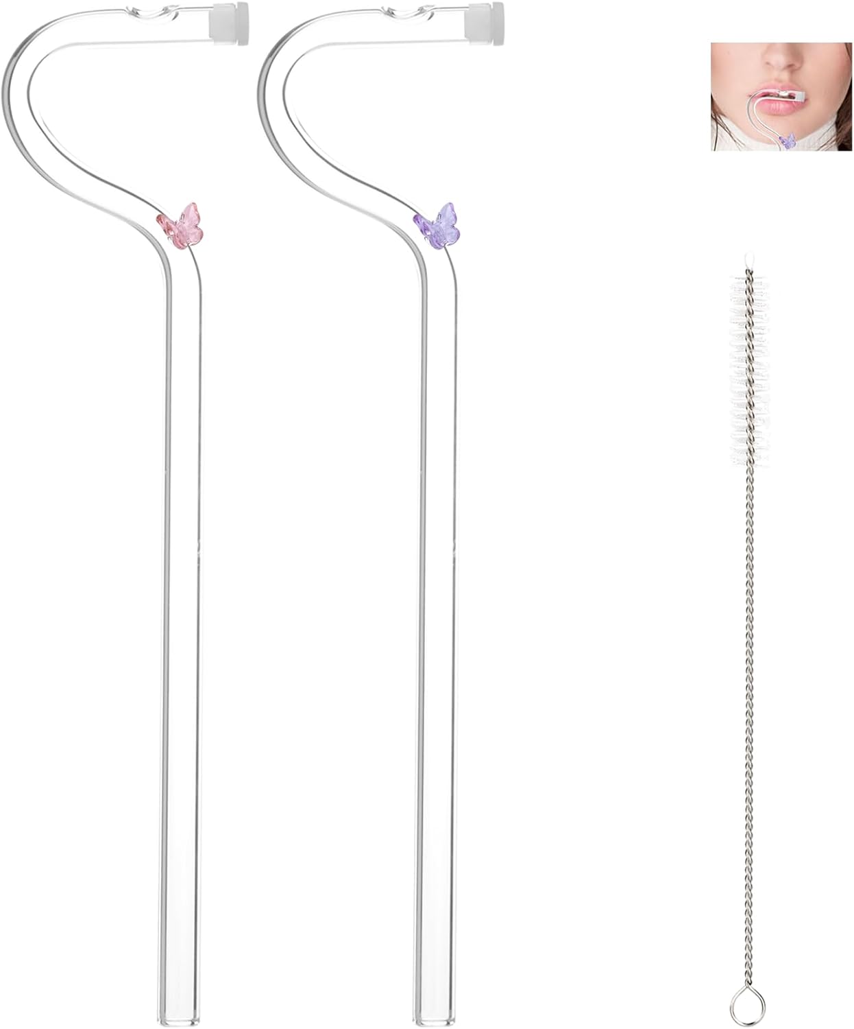 Amazon.com: Anti Lip Wrinkle Straw, Reusable Glass Drinking Straw, Anti ...