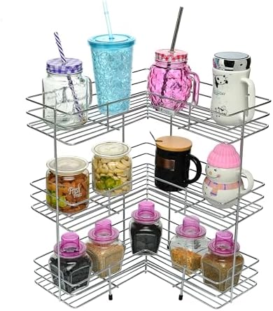 ZINBELL L Corner Shape Stand Triple Layer 3-Tier Stainless Steel ...