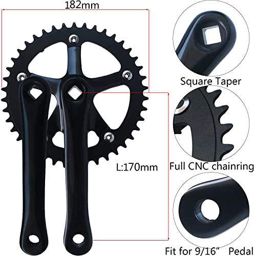 Snapklik.com : 165mm Single Speed Bike Crankset 44T 130BCD Square Taper ...