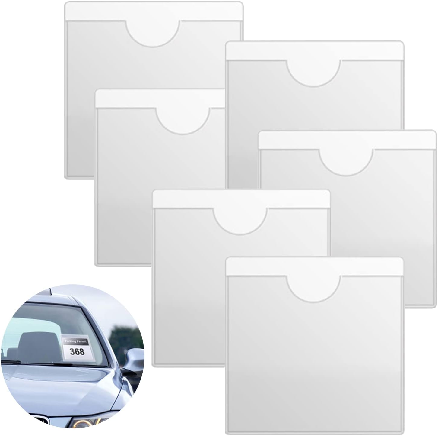 Favson 6 PCS Parking Permit Holder, Clear Self Adhesive Square Ticket ...