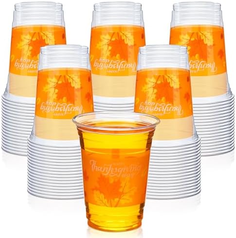 Amazon.com: Sliner Thanksgiving Disposable Plastic Cups Thanksgiving ...