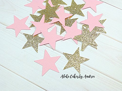 Amazon.com: Star Confetti, Glitter Gold and Light Pink Stars, Baby ...
