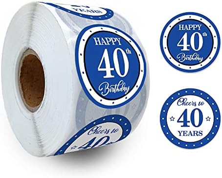 Amazon.com: REWIDPARTY Blue 40th Birthday Stickers Rolls（500 PCS ...