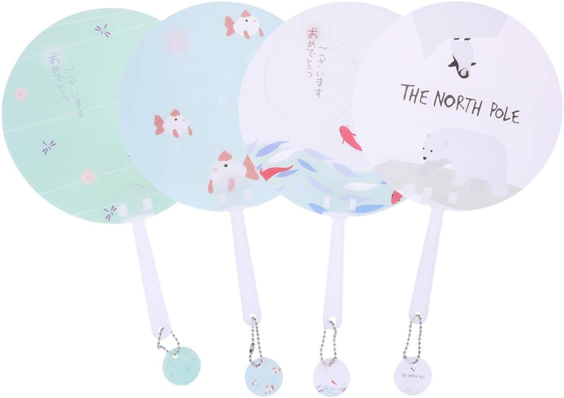 Amazon.com: Toyvian 4Pcs Cute Plastic Round Fan Handheld Round Fold ...