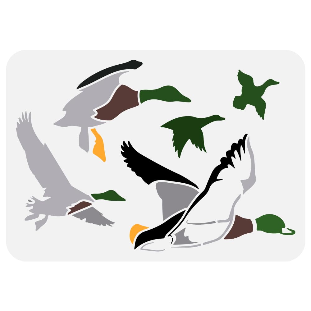 Flying Duck Outline Set Of Flying Ducks. Duck Hunting.