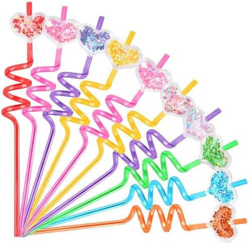 Amazon.com: JOYIN 32 Pack valentines day Straws with Cards, Colorful ...