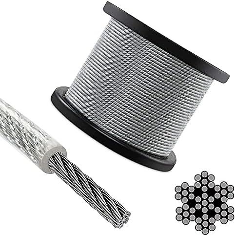 AWESOME Machine Wire Rope PU Coated Cable Inside Steel (SILVER) 8MM (50 ...