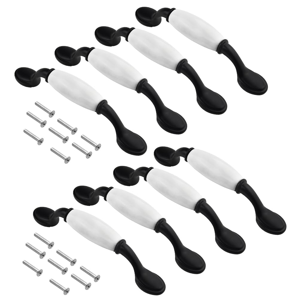 WMYCONGCONG 8 PCS 3.8"/96mm Centers Ceramic Pull Spoon Foot Cabinet ...