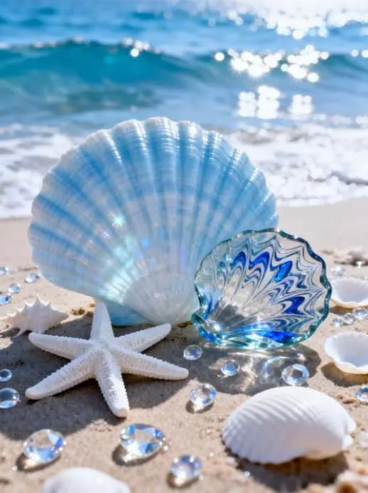Amazon.com: Seashell Diamond Painting Kits for Adults - Beach Diamond ...