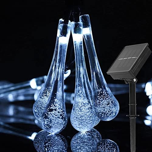XRR Solar Fairy Lights Outdoor 7.5 m 50 LED Solar Water Drop Fairy ...