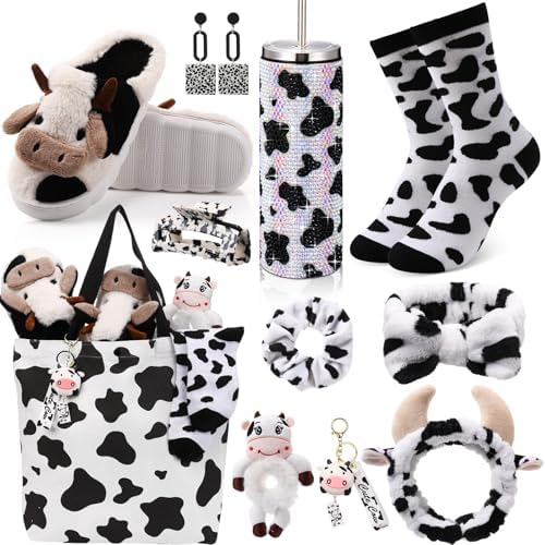 Amazon.com: FillTouch 11 Pcs Cow Gifts Sets for Women Tumbler Slippers ...