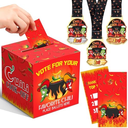 64 Pieces Chili Cook Off Contest Ballot Box with 60 Voting Cards and 3 ...