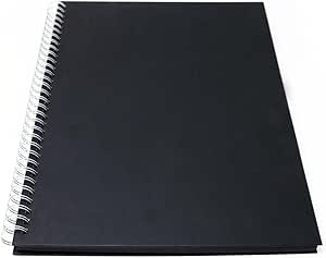 Artway Studio - Spiral Bound A3 Black Card Sketchbook - Portrait - 60 Sides/30 Pages of Recycled ...