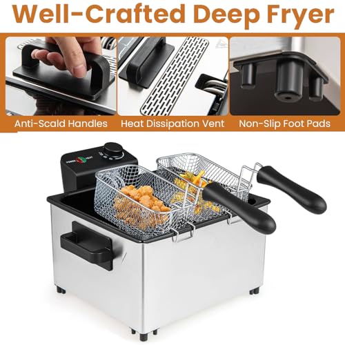 TANGZON 5L Deep Fat Fryer, Easy Clean Stainless Steel Fryers with ...