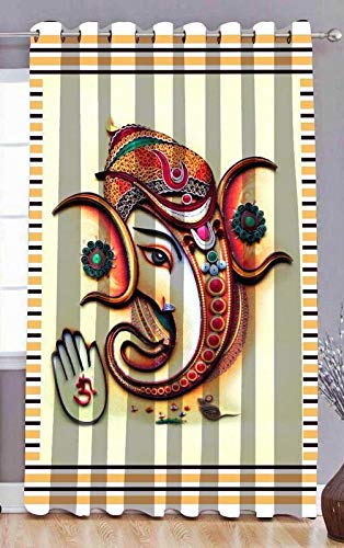 Buy Akshaan Texo Fab Curtains Polyester GOD Temple Print Curtain, 5 ft ...