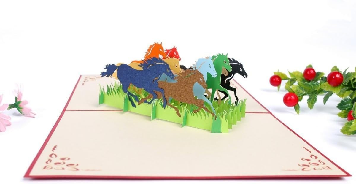 3D Pop Up Horse Card | Horse Raacing Greetings Card | Handmade Horses ...