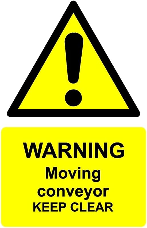 Warning moving conveyer keep clear safety sign - Self adhesive sticker ...