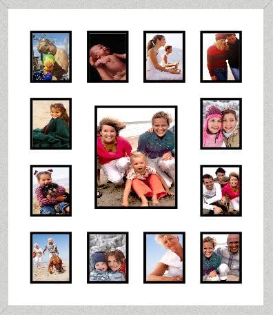 Amazon.com - Silver Collage Frame with 13 Openings for Photos - Single ...