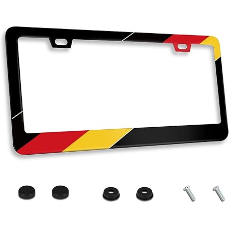 Amazon.com: Germany 3D Metal Black License Plate Frame (German Flag ...