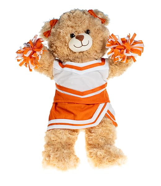 Amazon.com: PLUSH GEAR Adorable Orange & White Cheerleader Teddy Bear ...