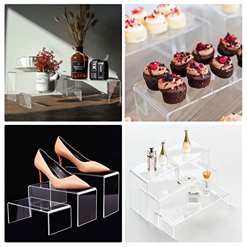 Snapklik.com : 2 Sets Large Acrylic Risers, Clear Rectangular Showcase ...
