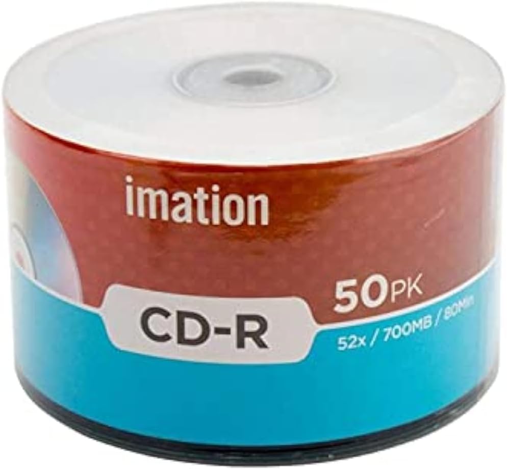 Amazon.com: Imation 50 Pack CD-R 52X 700MB/80Min Branded Logo Blank Media Recordable Data Disc ...