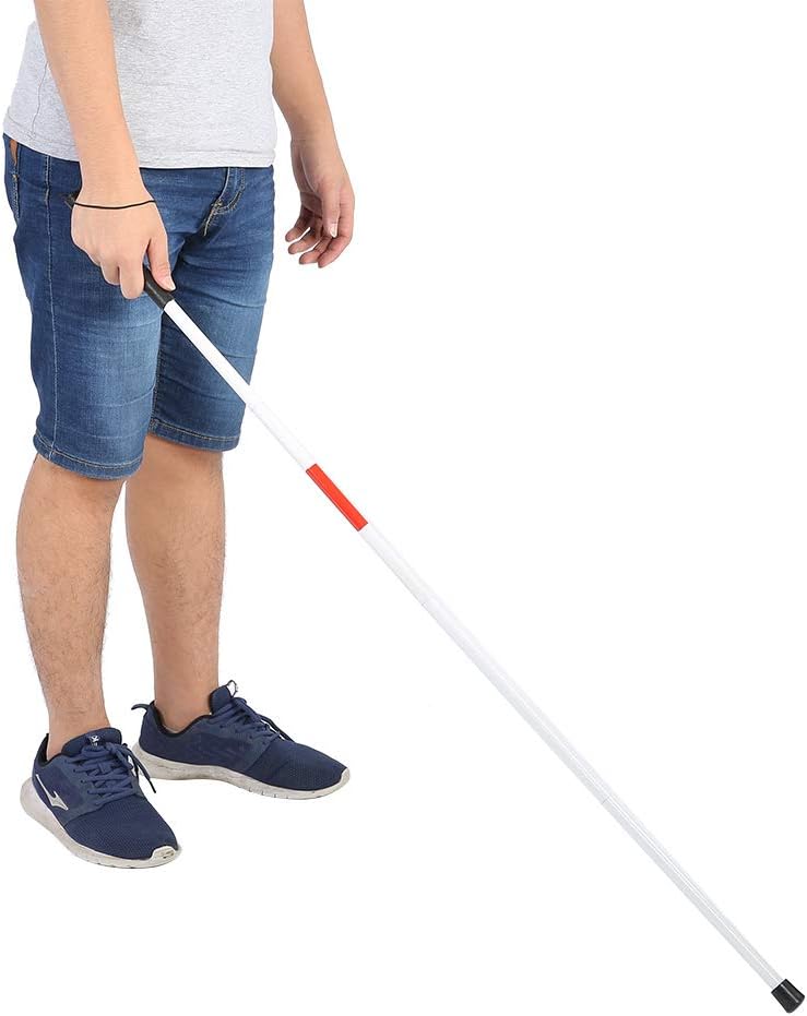 Nikou White Stick Blind Collapsible Folding Walking Stick Cane, Red ...