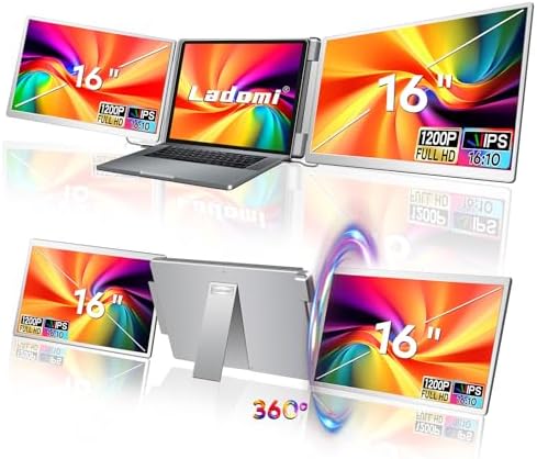 Amazon.com: Laptop Screen Extender, 16" FHD 1200P IPS Triple Portable ...