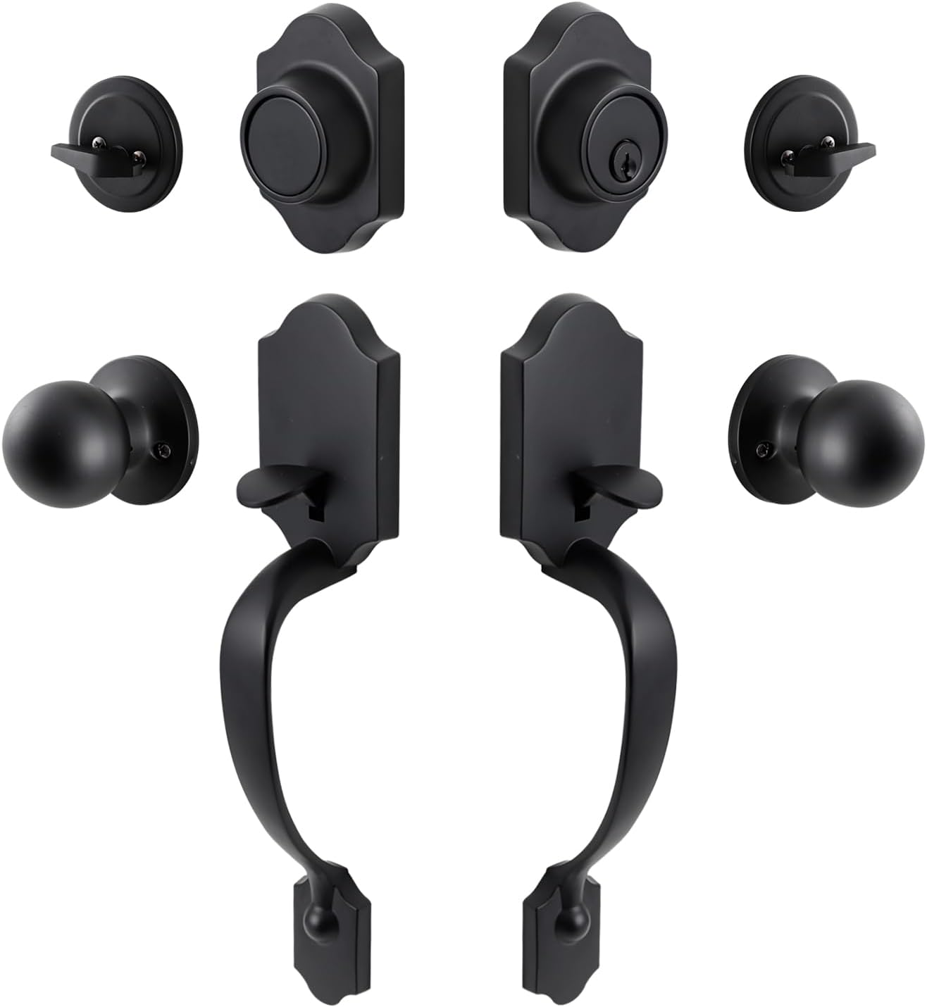 PexFix Double Door Handle Set With Knobs - Matte Black Handleset With ...