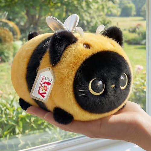 Amazon.com: Mewaii Cute Black Cat Bee Plush Pillow, Kawaii Plushies Bee ...