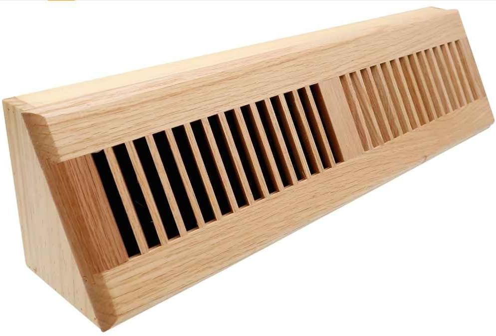 15" Wooden Floor Baseboard Register - Decorative Red Oak Wood Pre ...