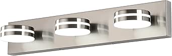 3-Light Bathroom Vanity Light, Brushed Nickel Bathroom Light Fixtures ...