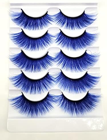 Amazon.com: MISSLADY Colored Lashes 3D Faux Mink Blue False Eyelashes ...